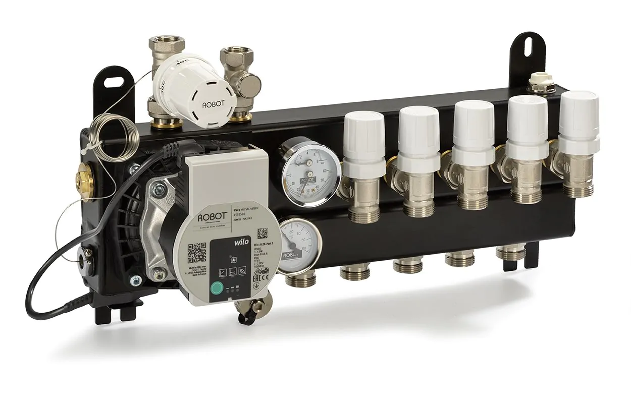 Robot compacte verdeler vloerverwarming 7 groeps met A-label pomp Buurs